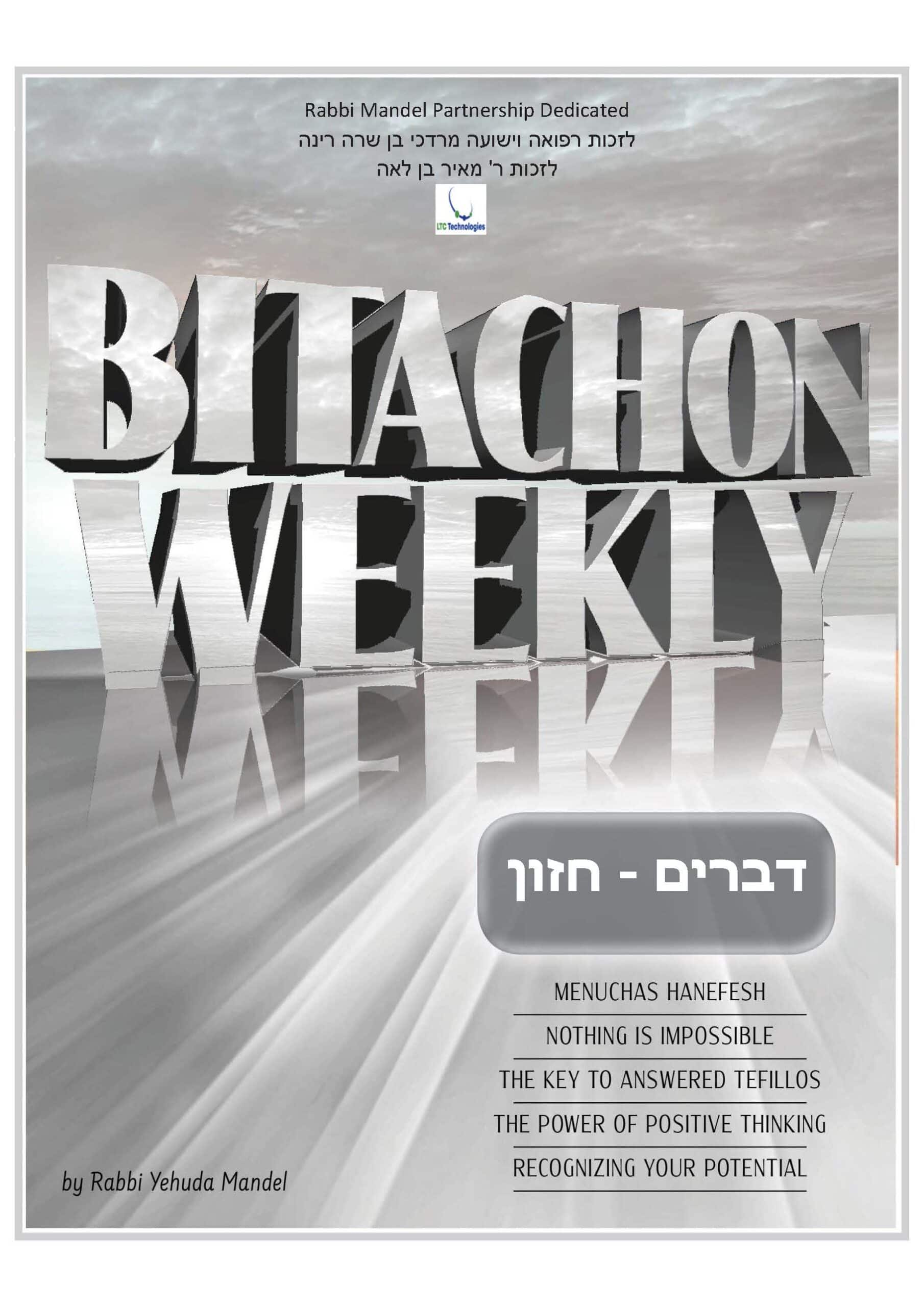 The Bitachon Weekly- Parshas Devorim-Chazon 5785 - The Spring Hill Times